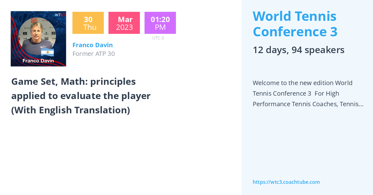 Game Set, Math: principles applied to evaluate the player (With English Translation)