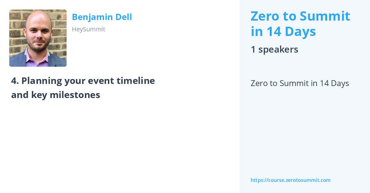 4. Planning your event timeline and key milestones